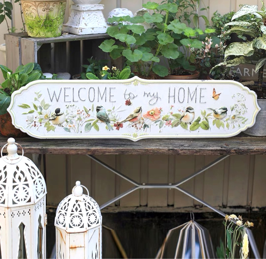 80 cm Welcome to my home bird 3D metallic plaque, Furniture & Home ...