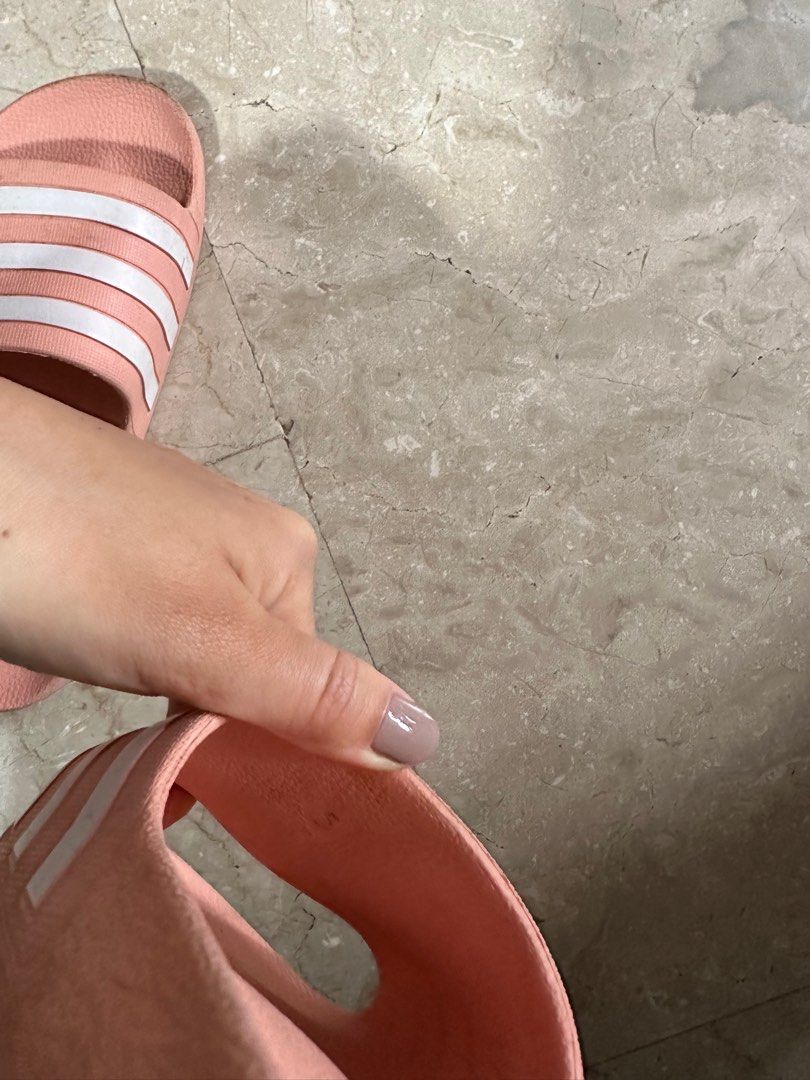 adidas peach slides, Women's Fashion, Footwear, Flipflops and Slides on ...