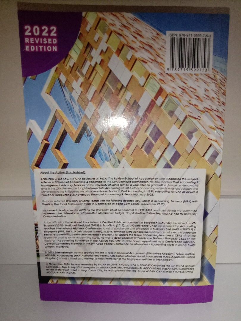 Advanced Financial Accounting (AFAR) - Dayag 2022, Hobbies & Toys ...