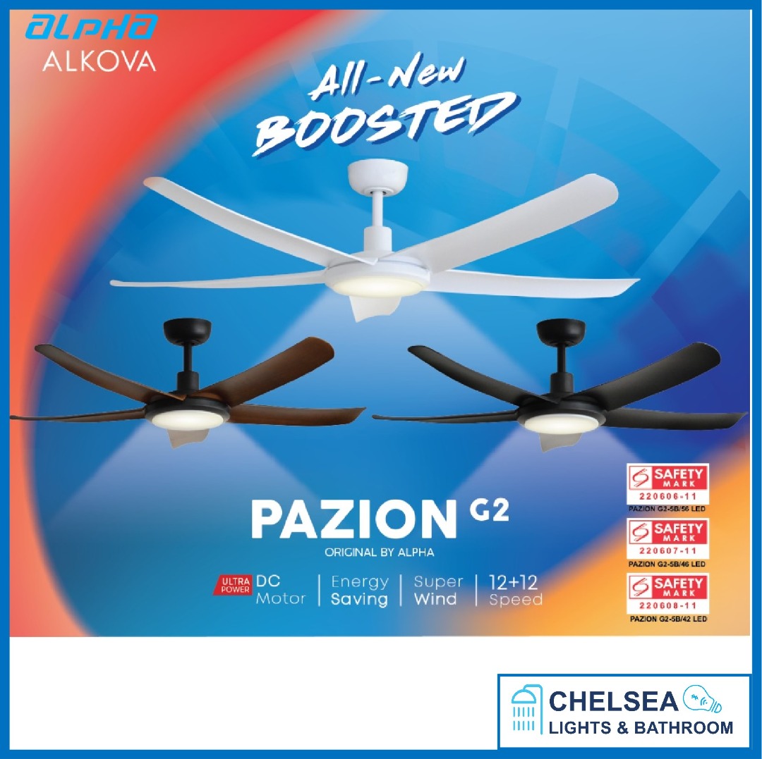 Alpha Alkova PAZION DC Motor Ceiling Fan 24W LED Light (12 Speed Remote ...