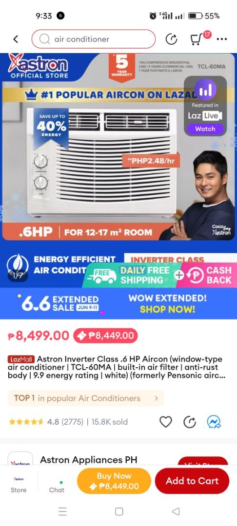 ASTRON INVERTER CLASS AC, TV & Home Appliances, Air Conditioning and ...