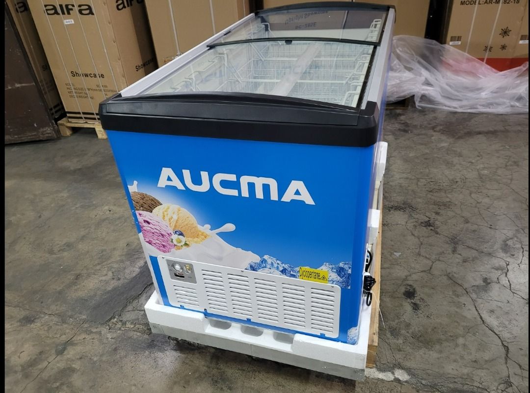 Aucma SD-435 Commercial Chest Freezer Sliding Glass Door Poultry ...