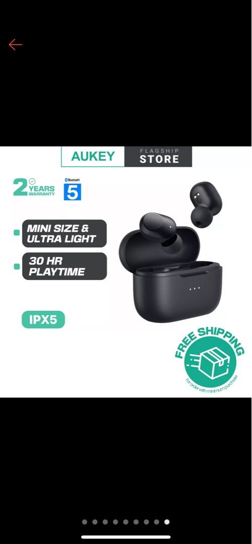 AUKEY EP-T31 TWS Wireless Charging Earbuds Elevation in-ear Detection with Auto Gaming 65ms Low ...