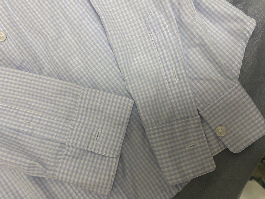 Baby blue Checkered Shirt, Women's Fashion, Tops, Shirts on Carousell