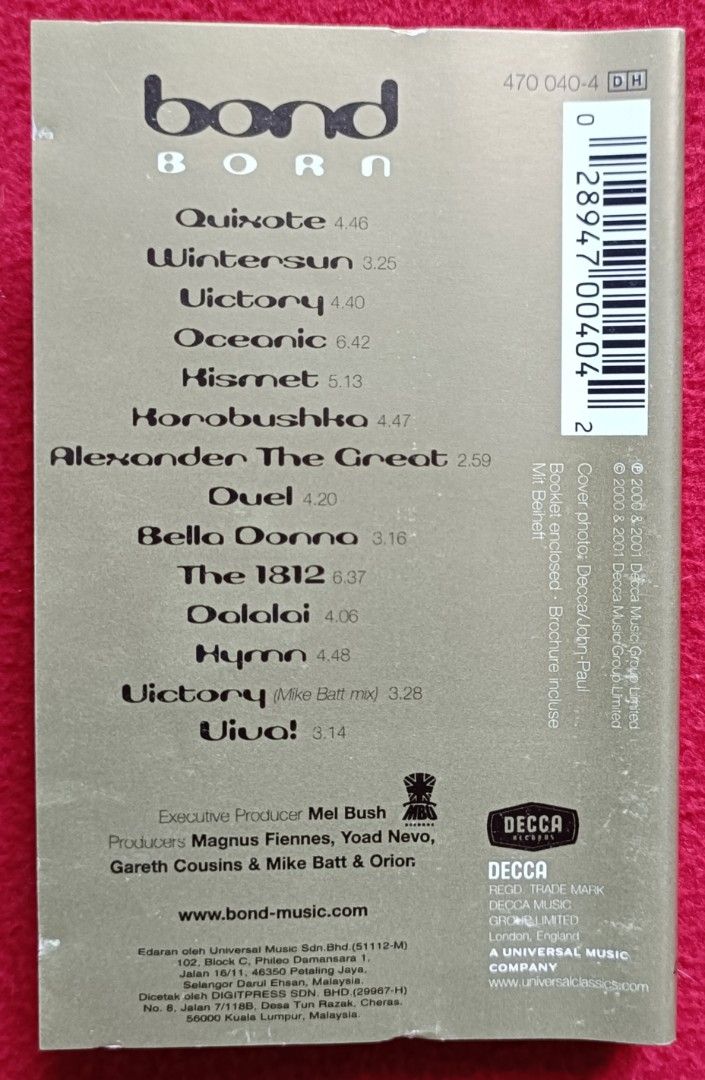 Bond BORN Cassette Tape, Hobbies & Toys, Music & Media, CDs & DVDs on ...