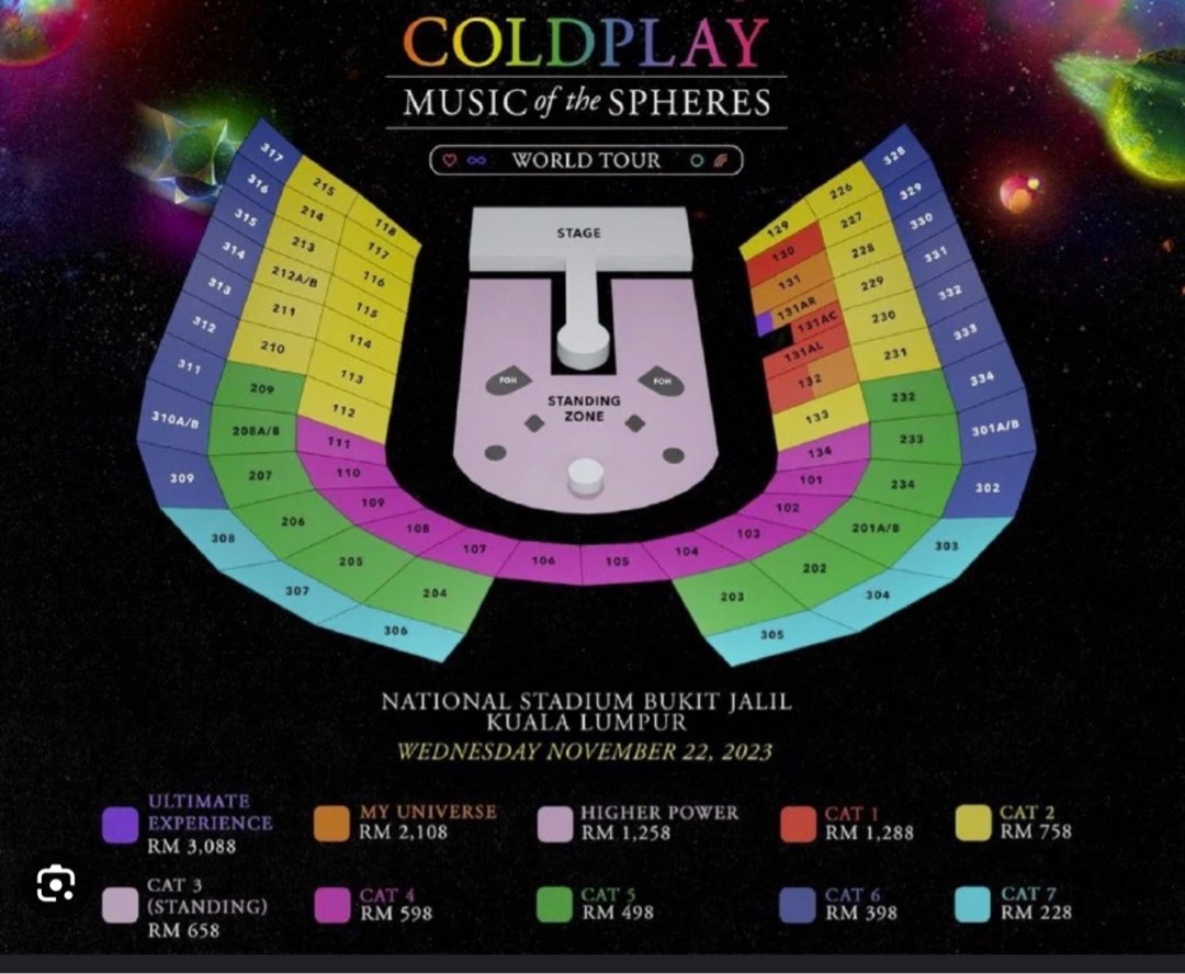 Coldplay KL Concert - CAT 2, Tickets & Vouchers, Event Tickets on Carousell