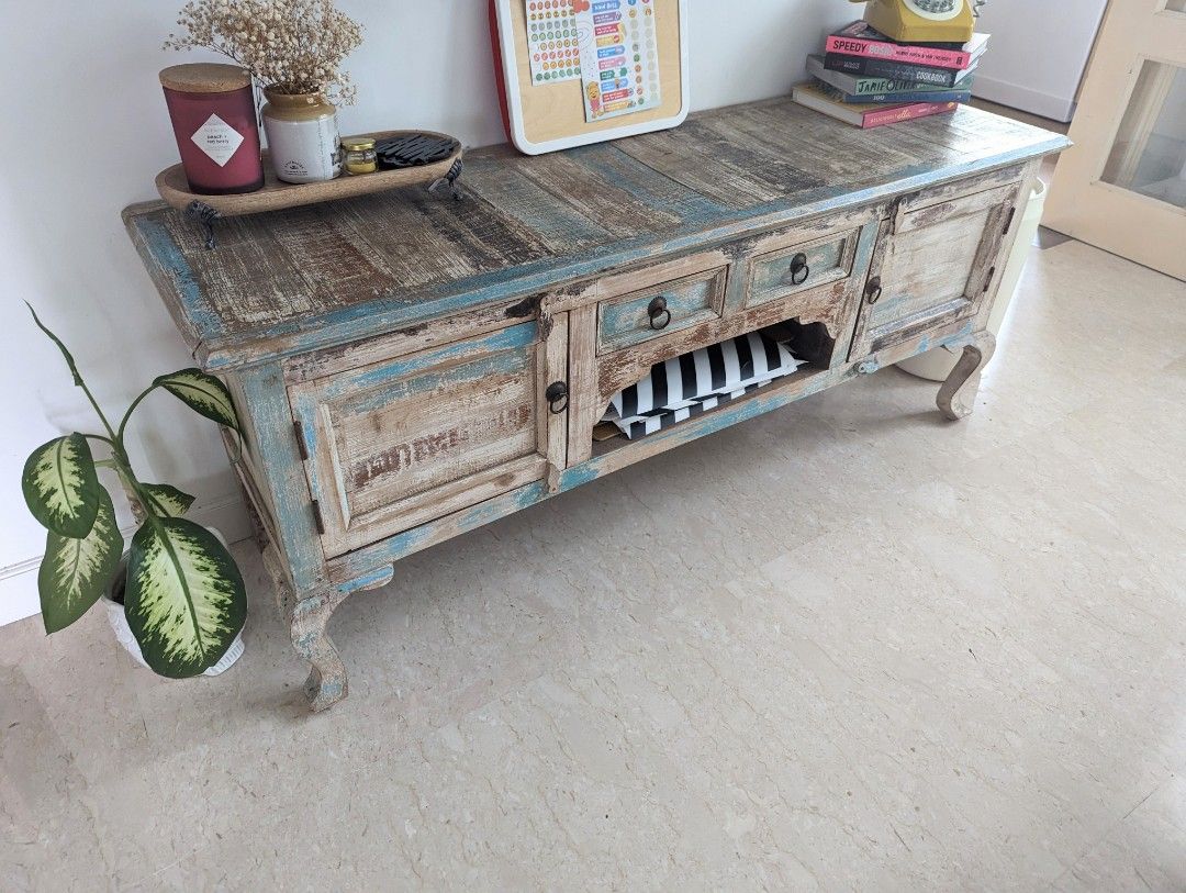 Distressed TV console, Furniture & Home Living, Furniture, TV Consoles ...