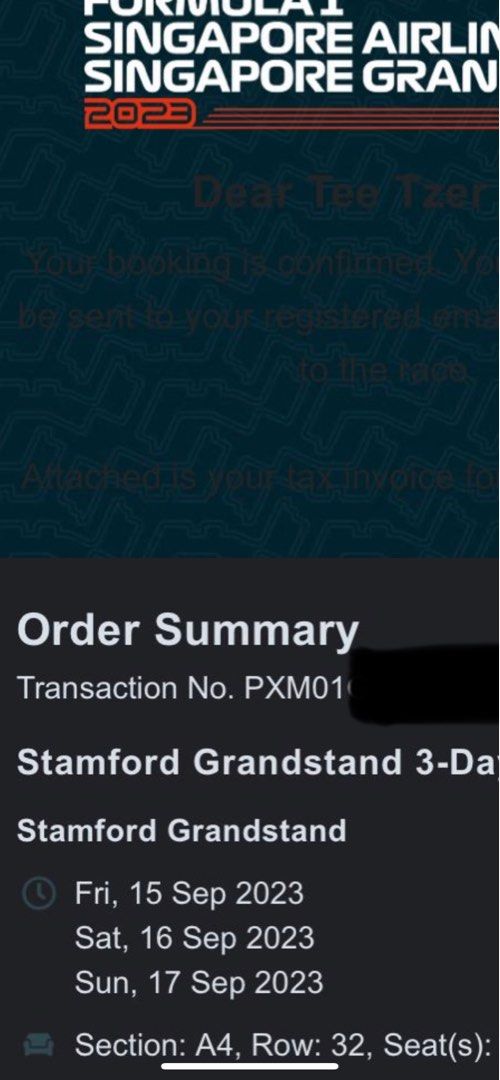 Formula 1 Tickets - Singapore GP F1 2023 - Stamford Grandstand - FRIDAY ...
