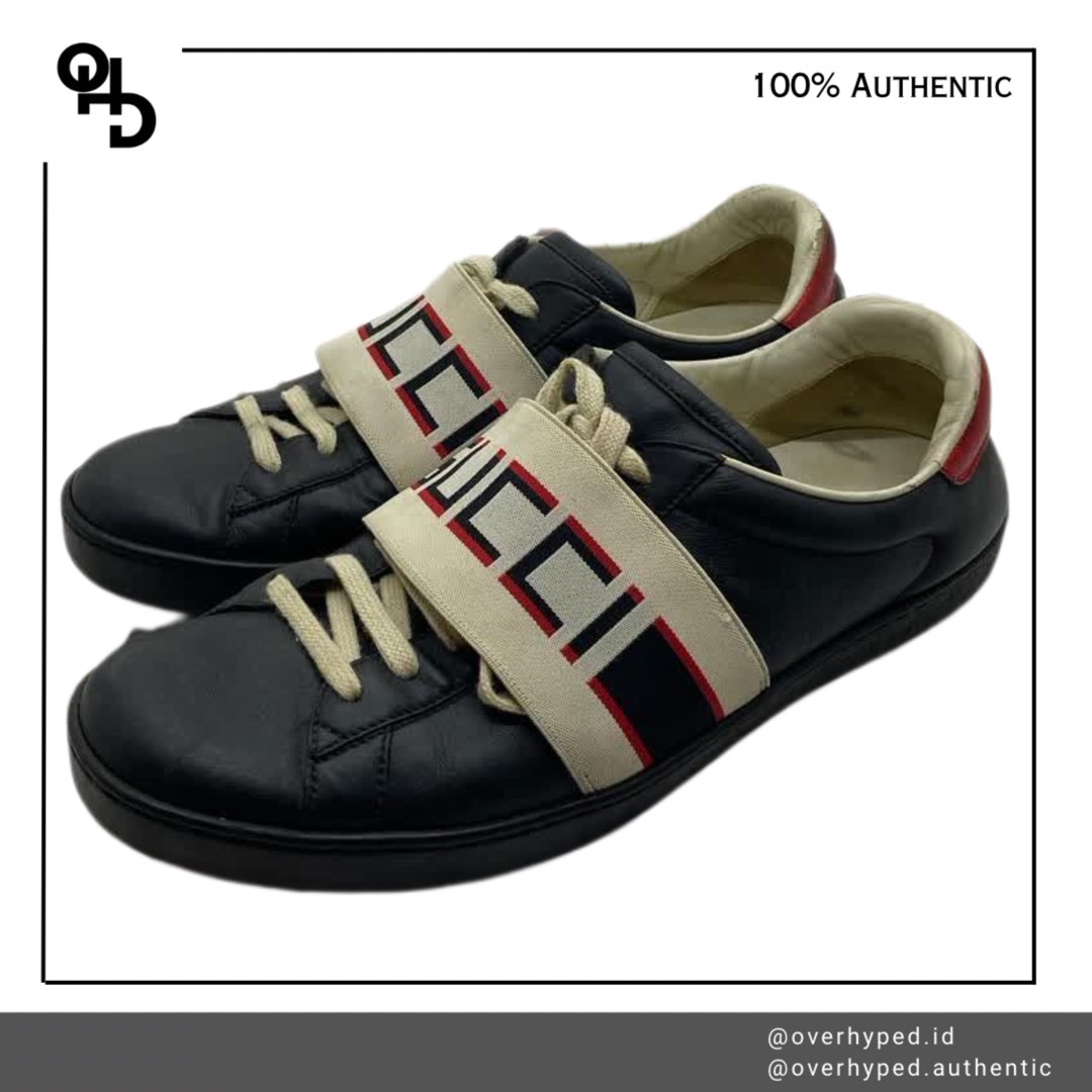 Gucci Ace Bands Strap Sneakers, Fesyen Pria, Sepatu , Sneakers di Carousell
