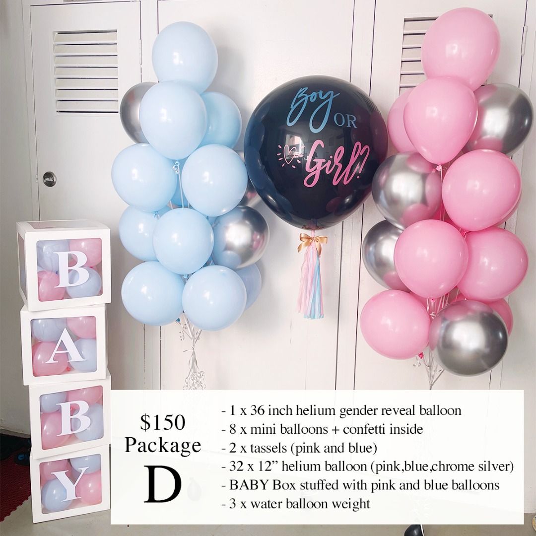 [Helium Inflated] 36 inch Gender Reveal Baby Boy or Girl Balloons Party ...