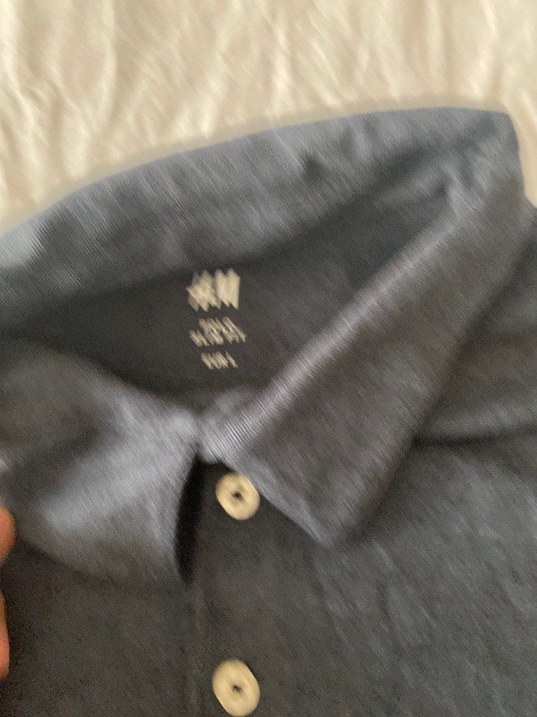 H&M MEN Navy Blue Collar Shirt, Men's Fashion, Tops & Sets, Tshirts ...