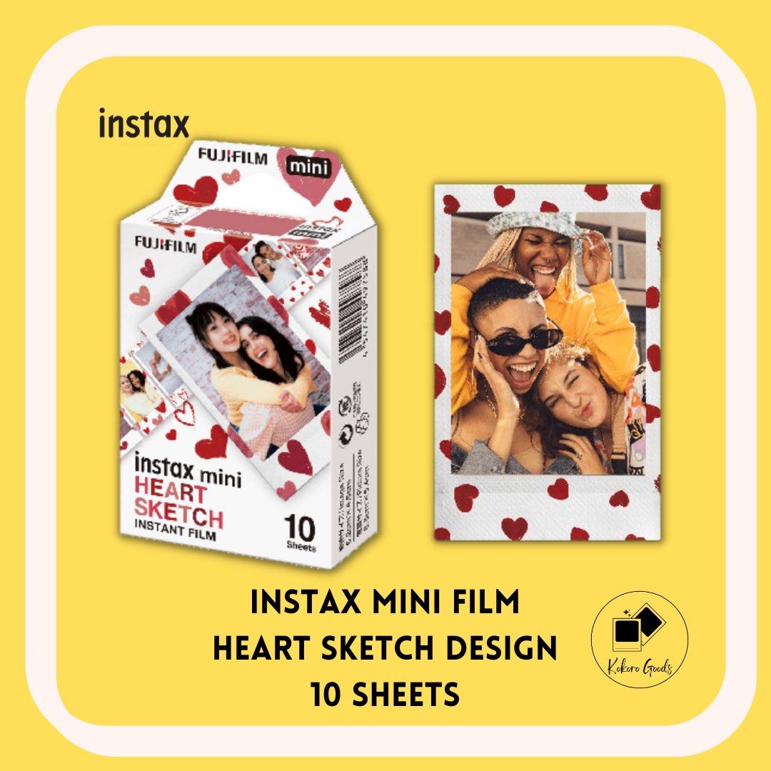Instax Mini Heart Sketch Design Film (10 sheets) on Carousell