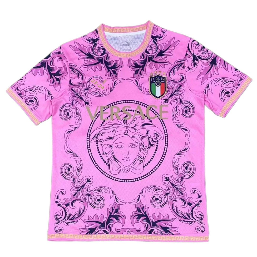 Italy X Versace Pink Jersey 23-24 Fan version Versace Football Jersey ...