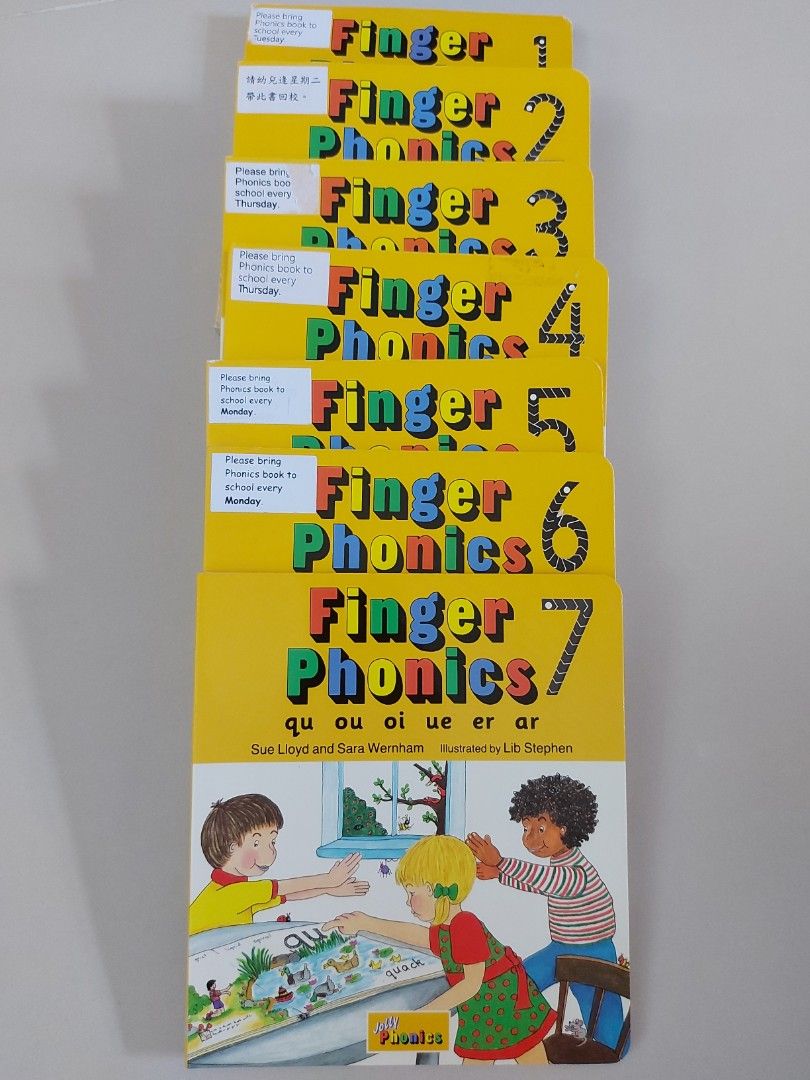 Jolly phonics Finger Phonics 1,2,3,4,5,6,7, 興趣及遊戲, 書本 & 文具, 小朋友書 ...