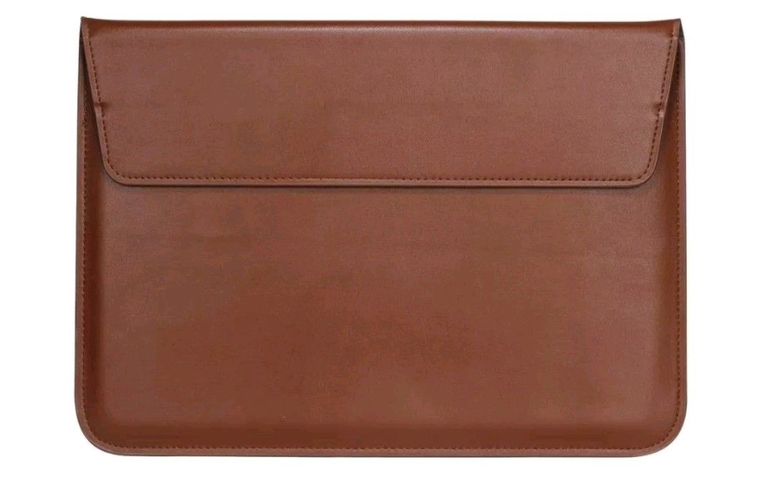 Laptop leather sleeve with built-in stand - Brown colour (15.6 inch ...