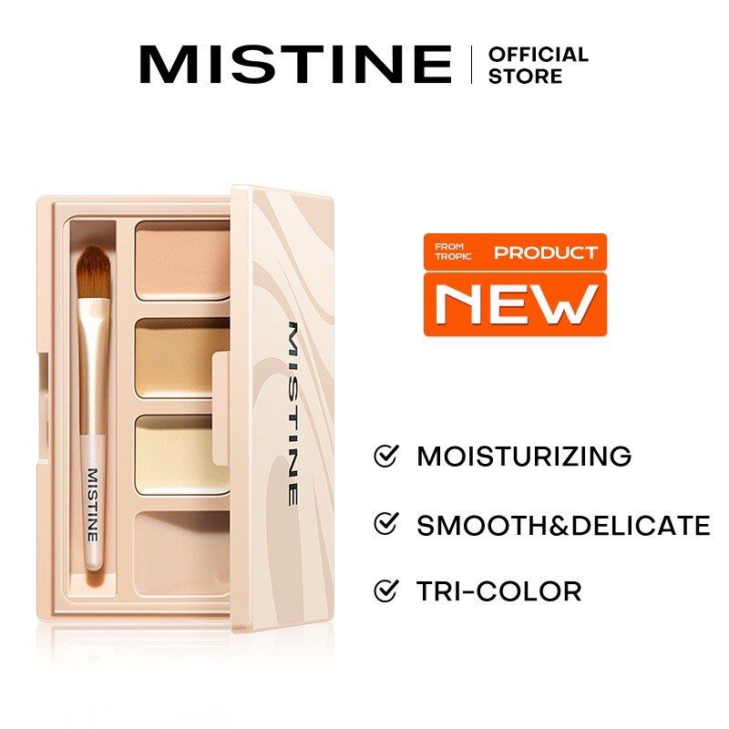 MISTINE Full Coverage Flawless 3 Color concealer palette Kening Natural ...