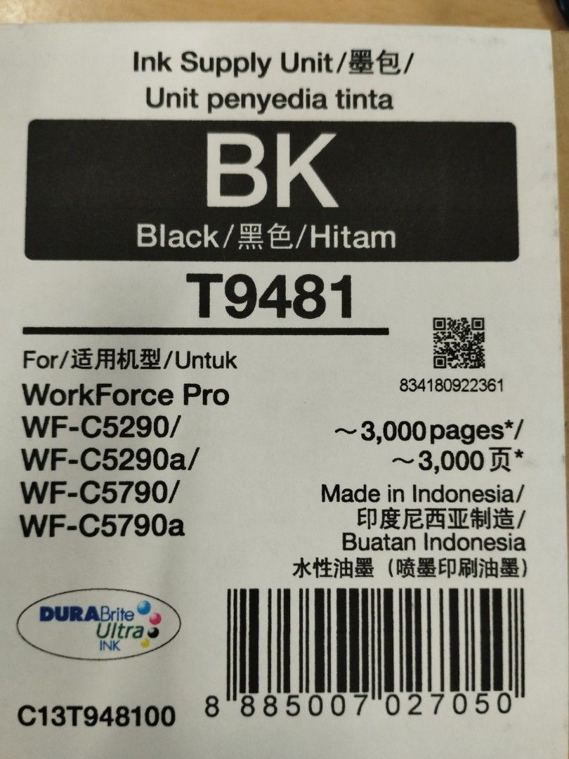 Original Epson Ink T9481 (Black), Computers & Tech, Printers, Scanners & Copiers on Carousell