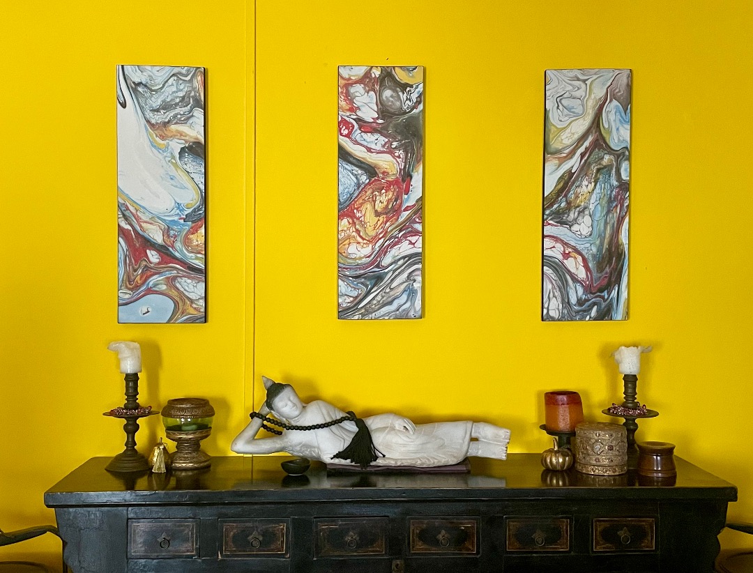 Original set of 3 tryptich paintings from Vietnam. $280, Furniture ...