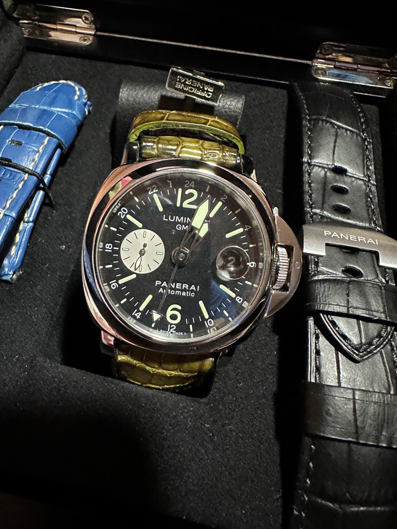 PAM 88 PANERAI LUMINOR GMT 44mm Steel in leather black dial Automatic ...
