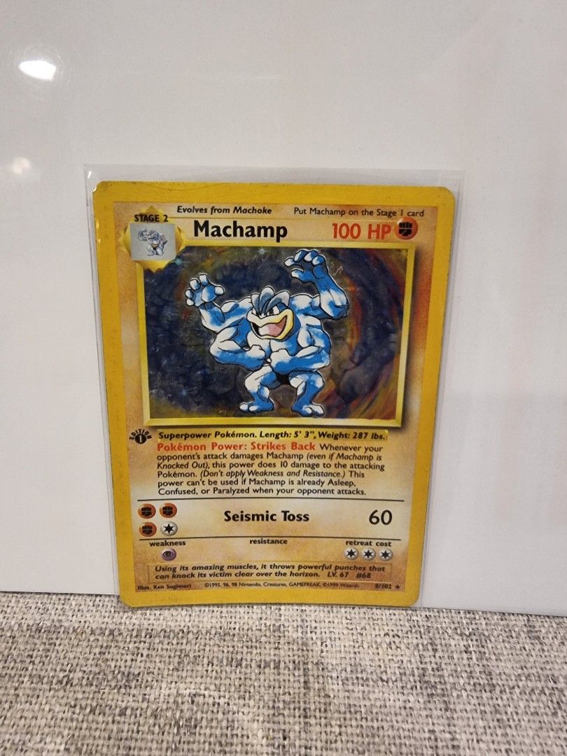 Pokemon Machamp Holographic Card, Hobbies & Toys, Toys & Games on Carousell