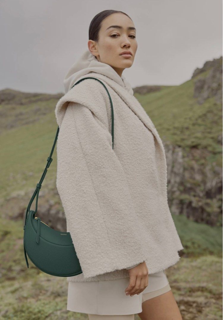 Polene Dix in Green Textured Leather on Carousell