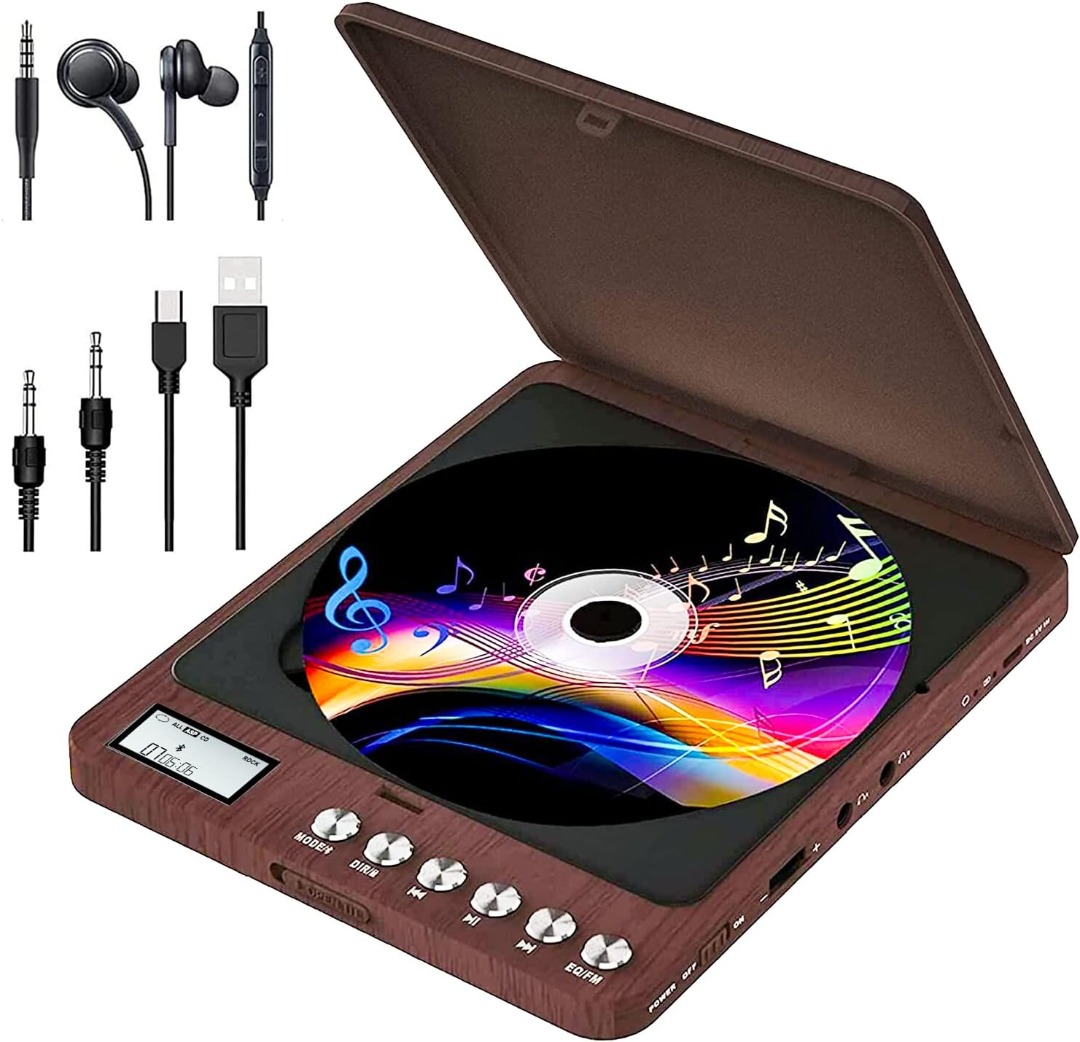 Portable CD Player with Speaker, CCHKFEI Rechargeable Compact CD Player ...