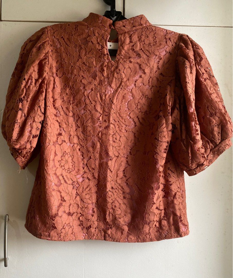 Puff Sleeve Blouse (in Rust) on Carousell