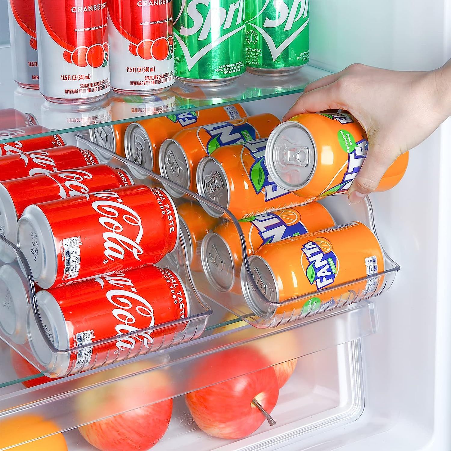 Puricon 2 Pack Can Drink Dispenser Organizer For Refrigerator Clear Plastic Soda Pop Can Holder