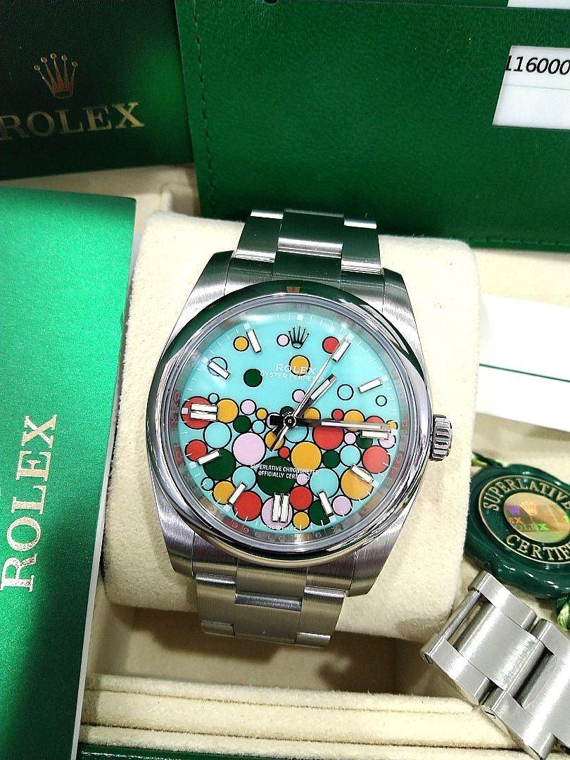 Rolex bubble Tiffany blue OP36, Luxury, Watches on Carousell
