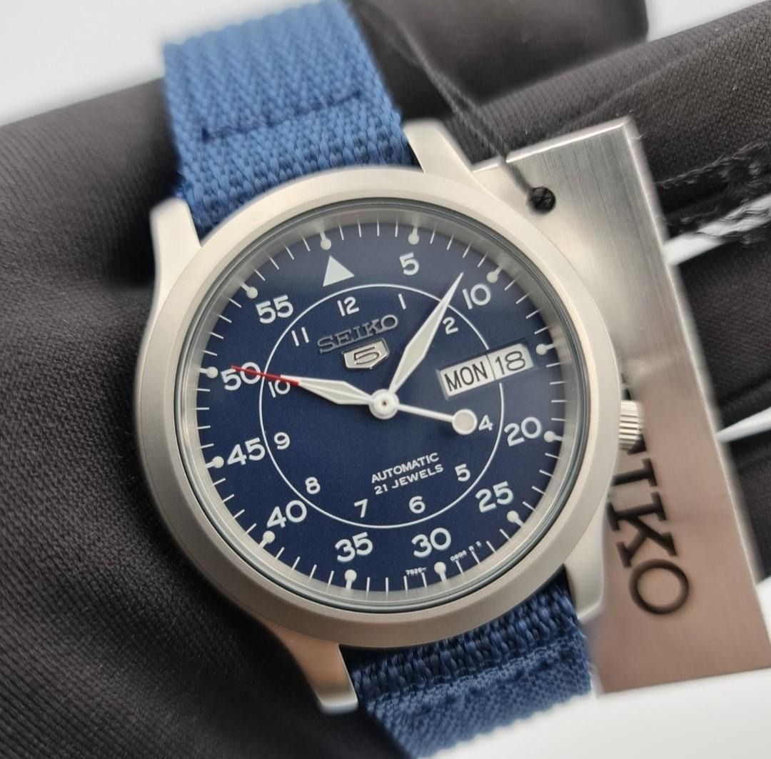 Seiko 5 SNK807K2 Men's / Women's Automatic Blue Dial Blue Nylon Strap ...