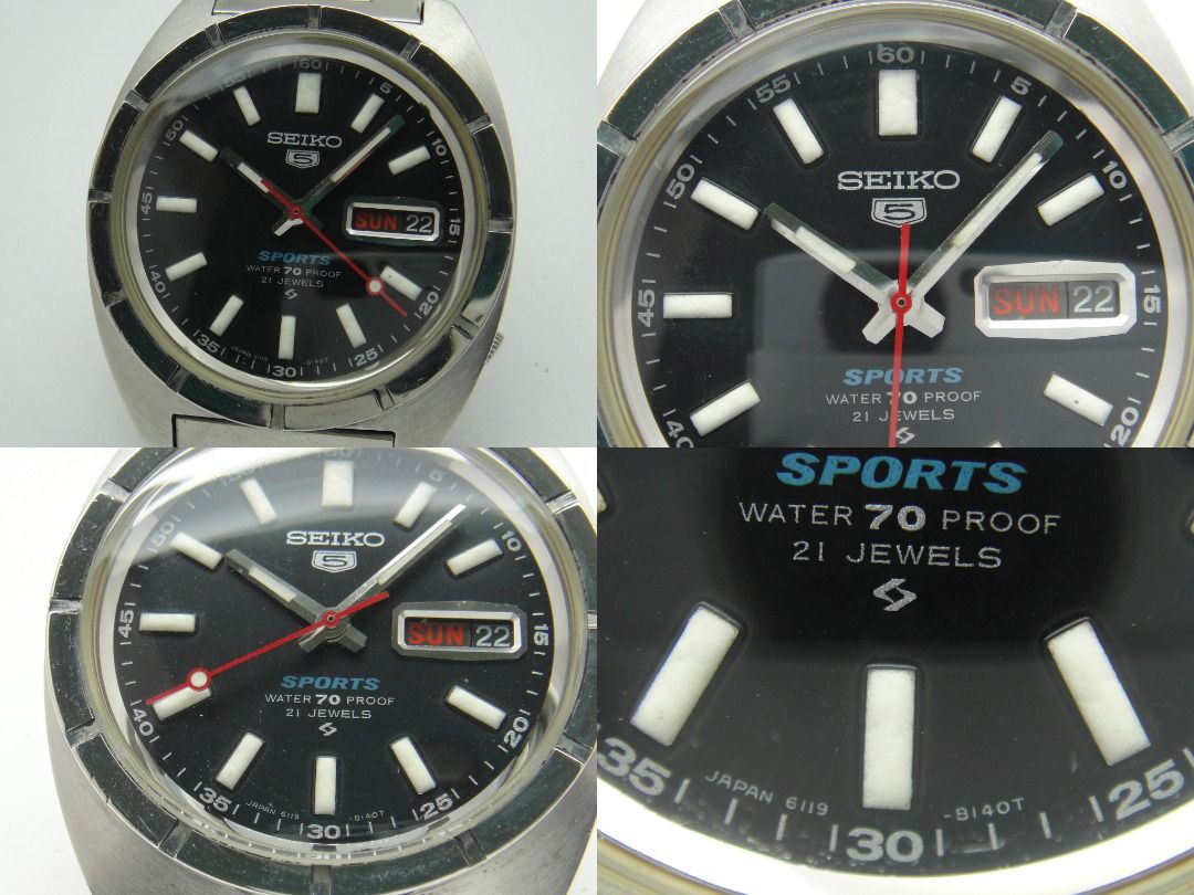 SEIKO 5 SPORTS WATER 70 PROOF 21J AUTOMATIC 6119-8140 1968's, Men's ...