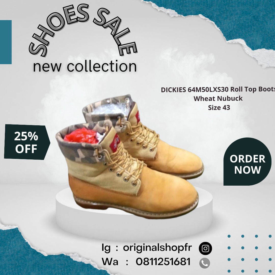 Sepatu Dickies 64M50LXS30 Boots Roll Top Wheat Nubuck Size 43 (26,5cm ...