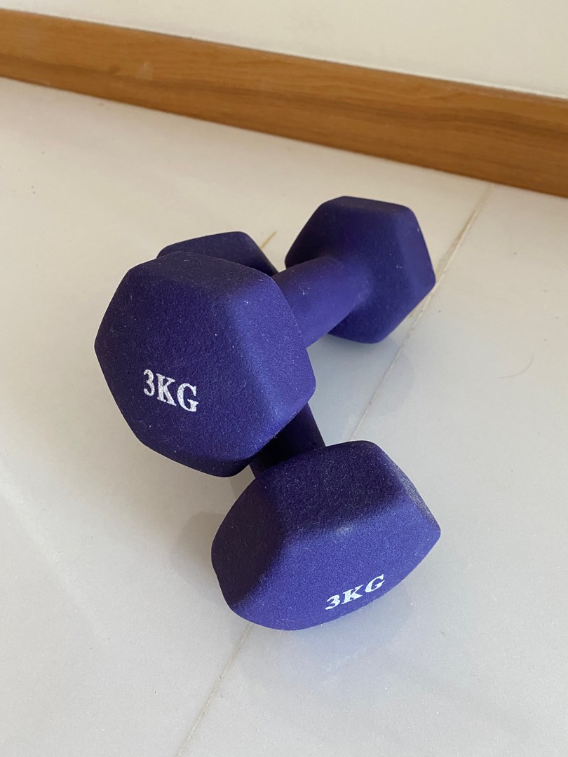 Set of 3kg weights, Sports Equipment, Exercise & Fitness, Weights ...