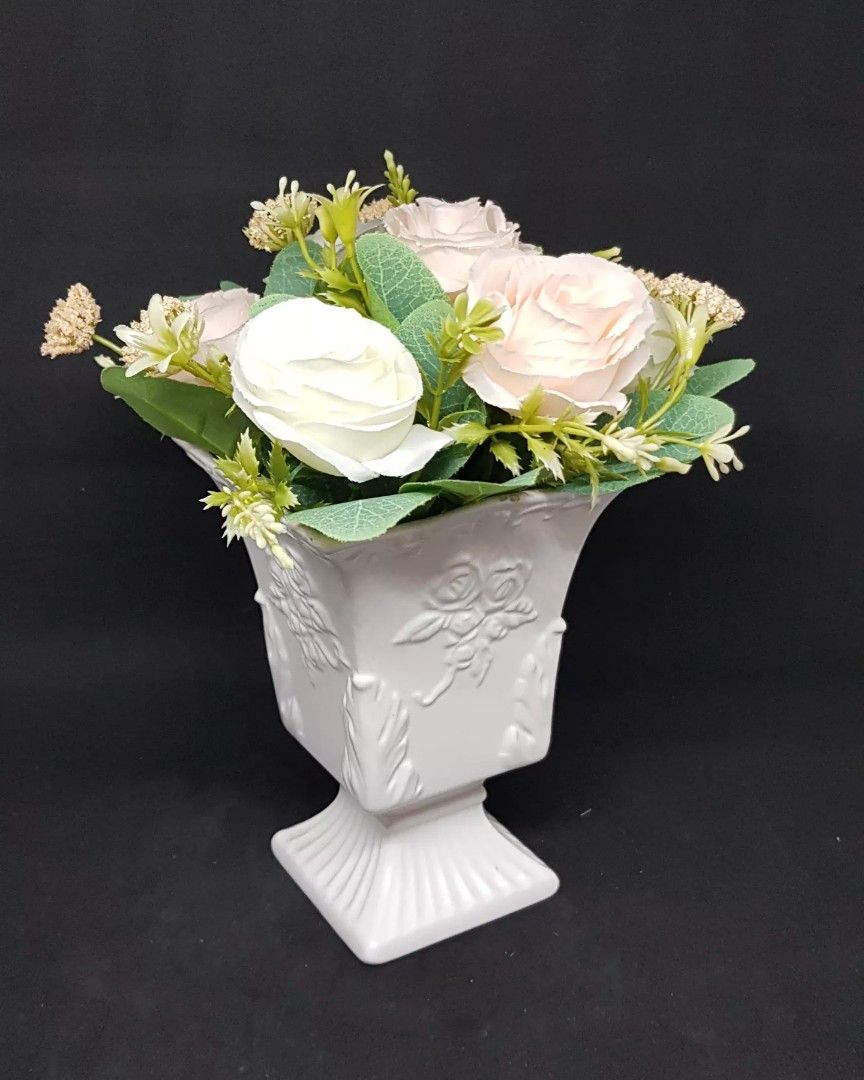 Shabby chic floral vase with flowers, Furniture & Home Living, Home ...