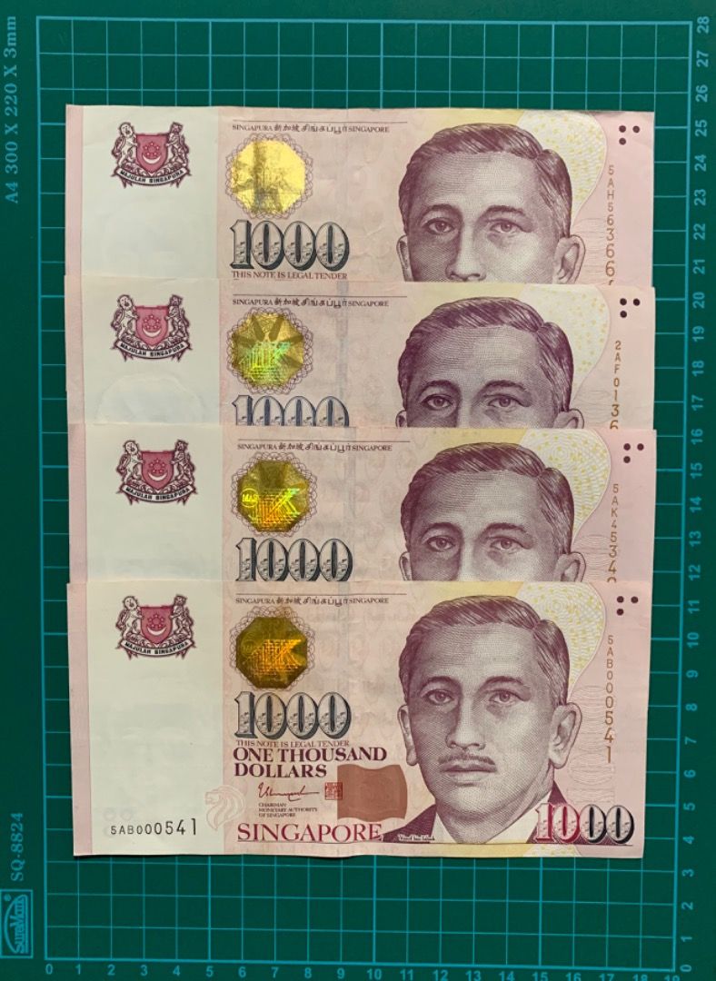 Singapore 1000 dollar currency Note - 1k Notes, Hobbies & Toys ...