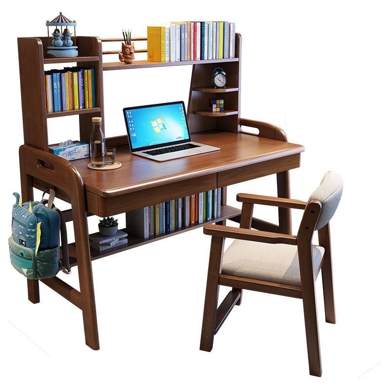 Solid wood study desk and bookshelf combined into one simple computer ...