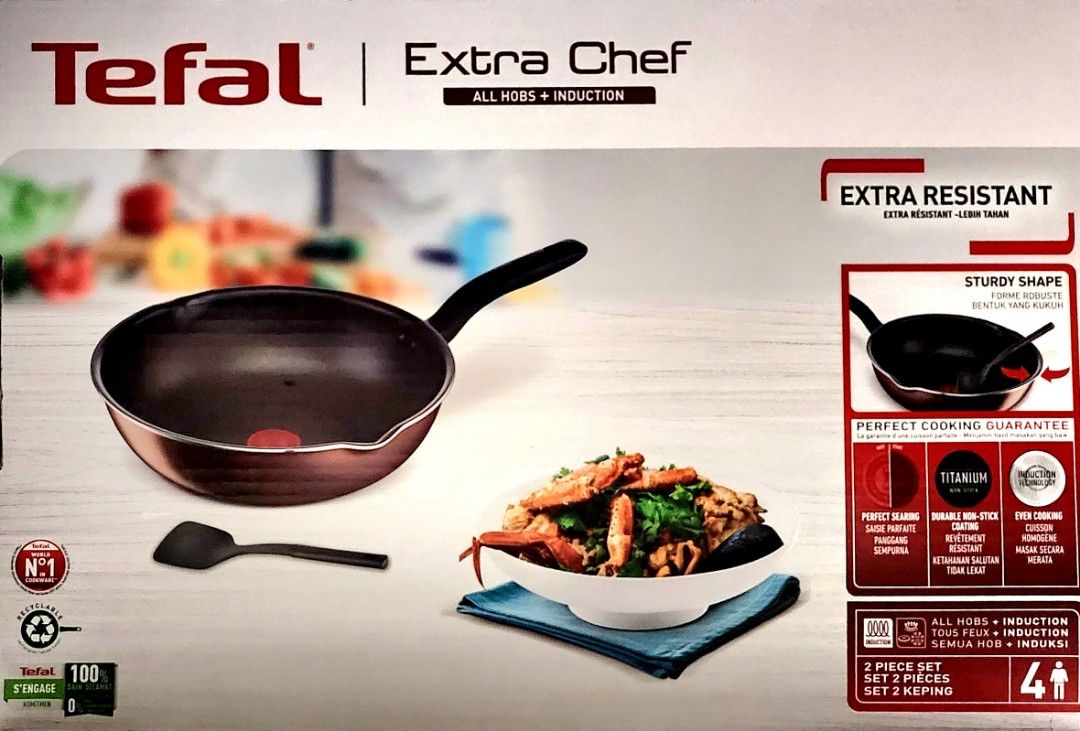 Tefal Extra Chef Deep Fry Pan 28 cm and Spatula, Furniture & Home ...