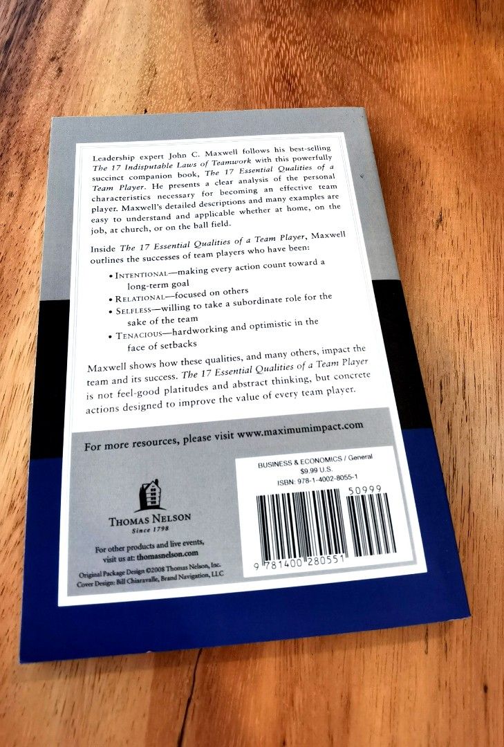 The 17 Essential Qualities Of A Team Player Book By John C Maxwell ...