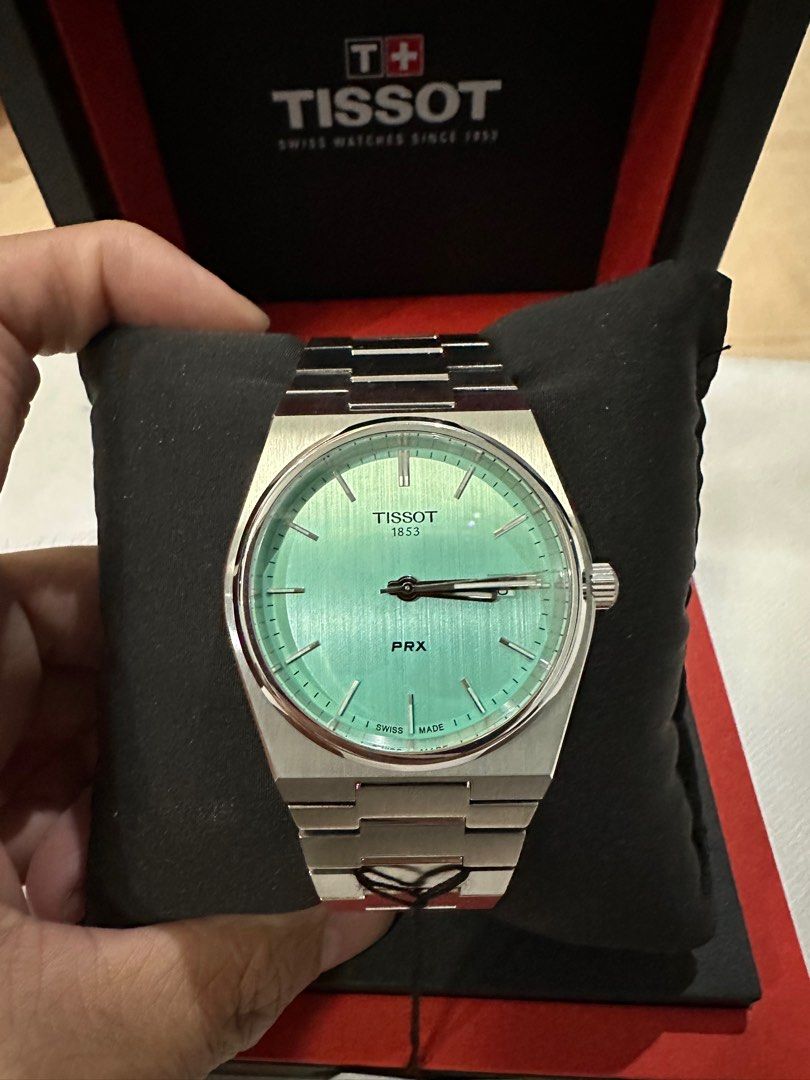 Tissot PRX Quartz Mint Green, Men's Fashion, Watches & Accessories ...