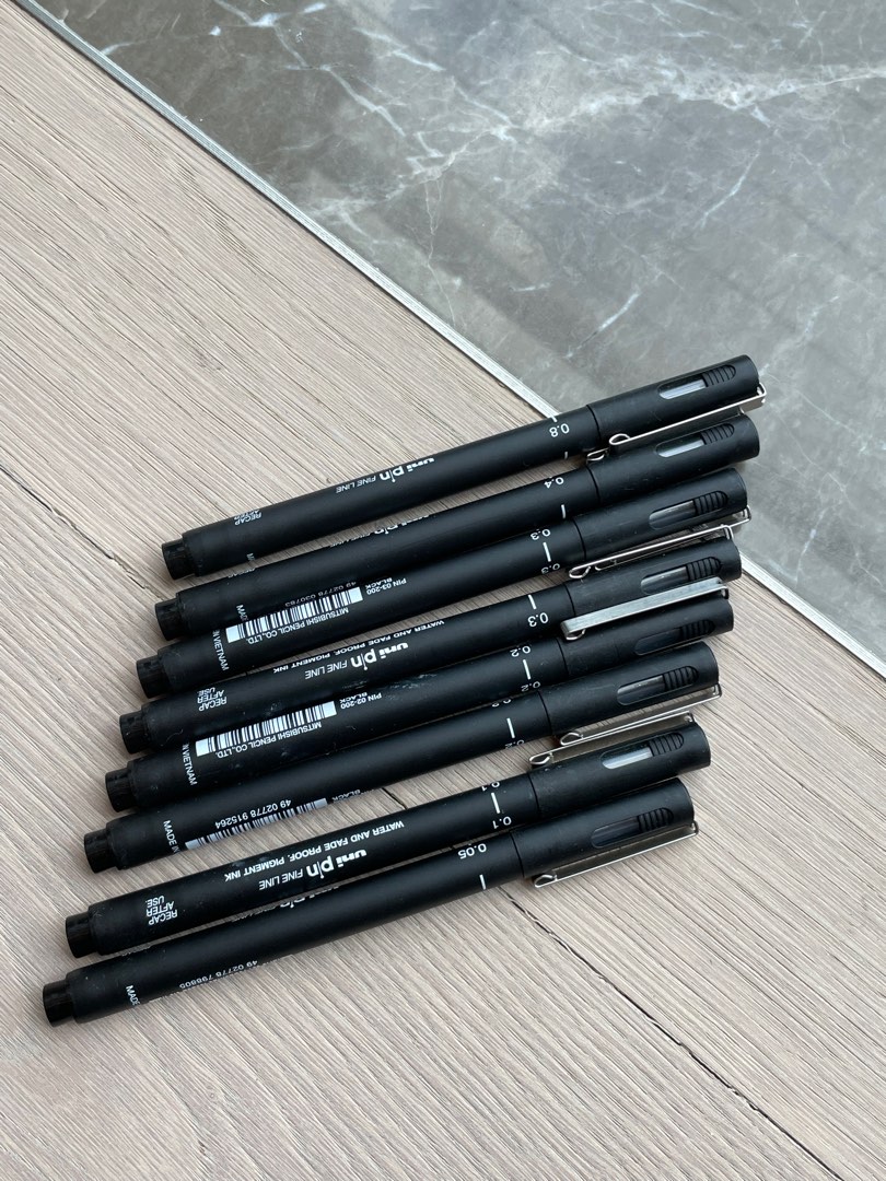 Uni-Ball Uni Pin Drawing Pen Black Ink, 興趣及遊戲, 手作＆自家設計, 文具 - Carousell