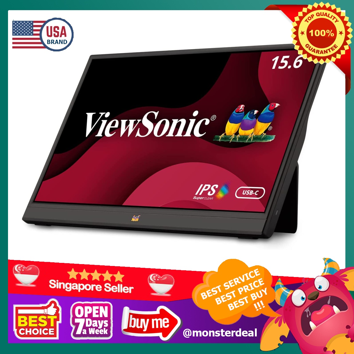 ViewSonic VA1655 15.6 Inch 1080p Portable IPS Monitor with Mobile ...