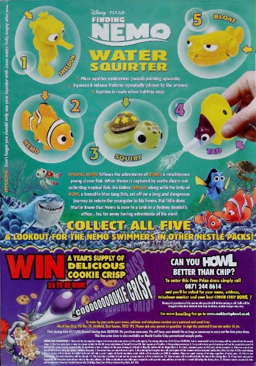[Vintage Nestle Toy] 2003 Cookie Crisps Finding Nemo Water Squirters ...