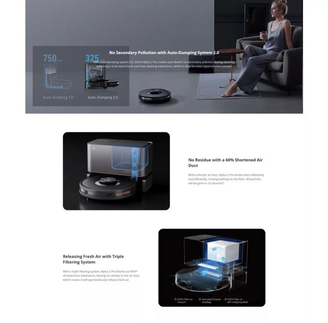 Viomi Alpha 2 Pro robot vacuum, TV & Home Appliances, Vacuum Cleaner ...