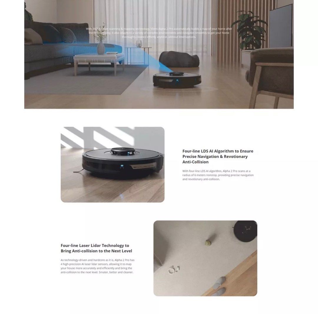 Viomi Alpha 2 Pro robot vacuum, TV & Home Appliances, Vacuum Cleaner ...