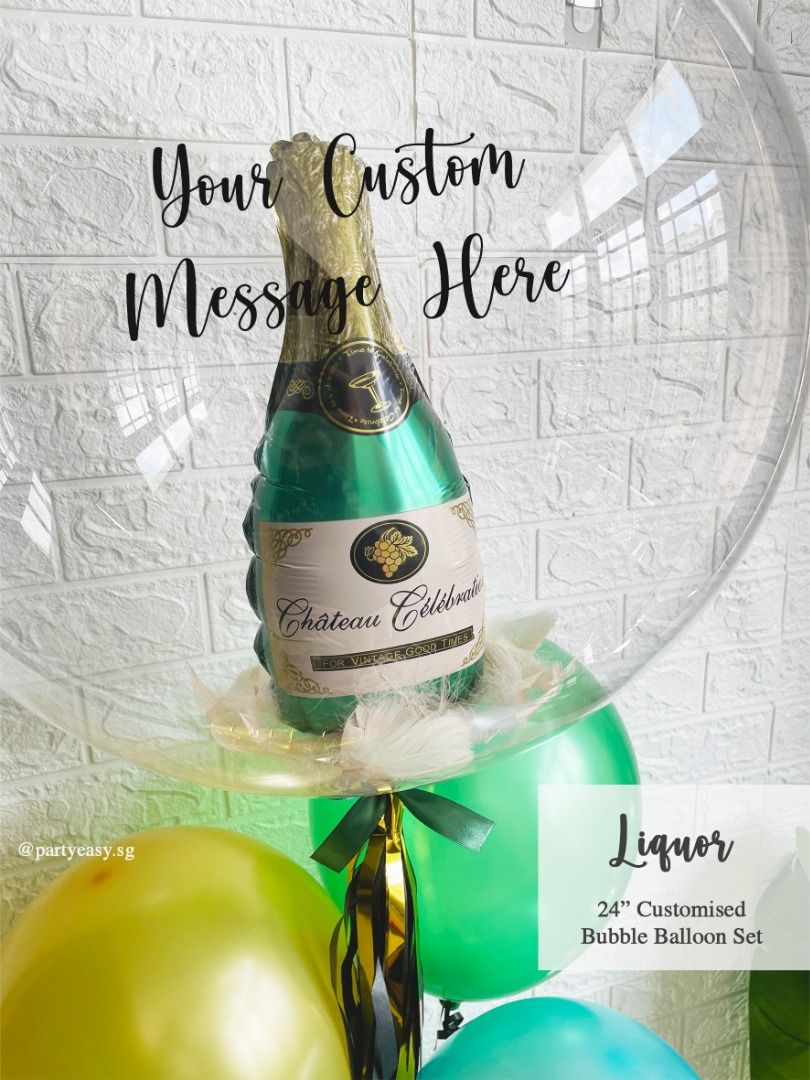 Whisky Liquor Stuffed Customised Bubble Balloons with Feathers Birthday ...