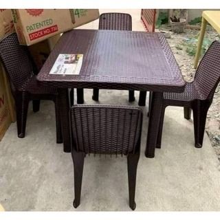 ZOOEY PALMERA RATTAN DINING SET FOR 4 SEATER (Plastic Table/Tables and ...