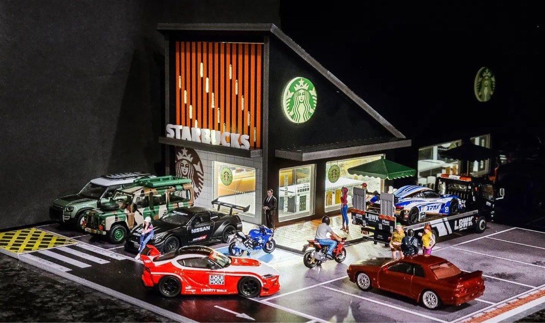 (Ready Stock) 1/64 Starbucks Diorama for Diecasts Hot Wheels Matchbox ...