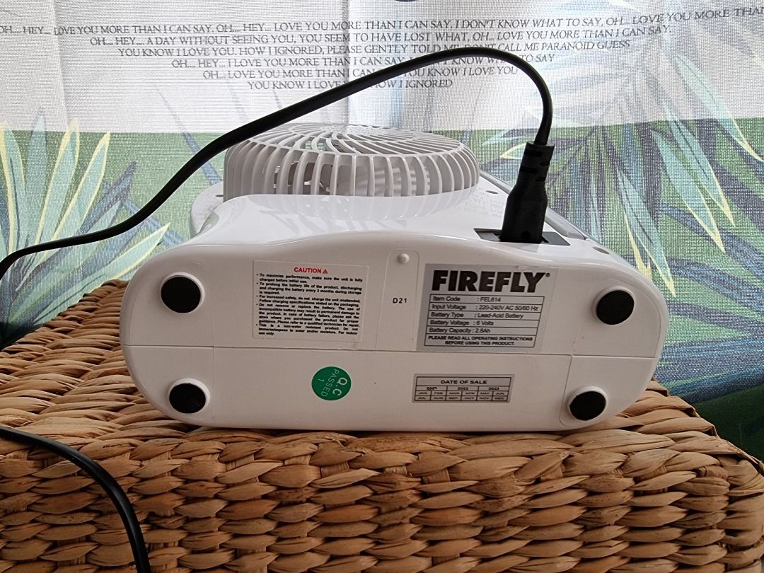 2 in 1 FIREFLY Rechargeable Fan Light Portable Lightweight Fan with ...