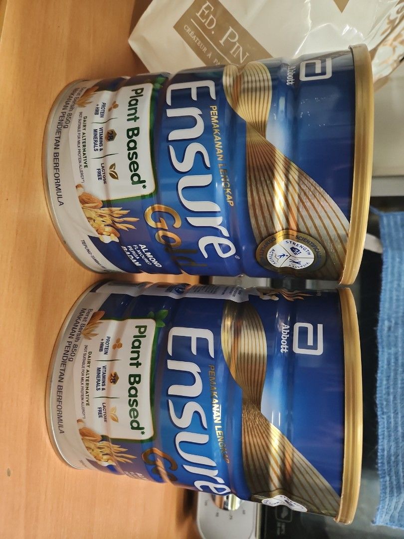 New tin of ensure gold milk almond flavour, Health & Nutrition, Health ...