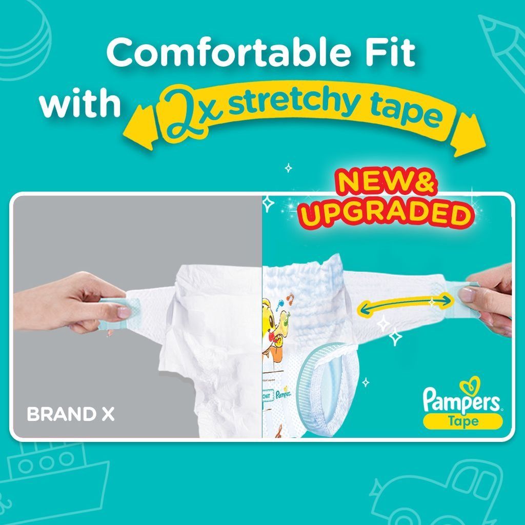 [4 packs] Pampers Baby Dry Diapers Taped Diaper Baby Diapers (100% real ...